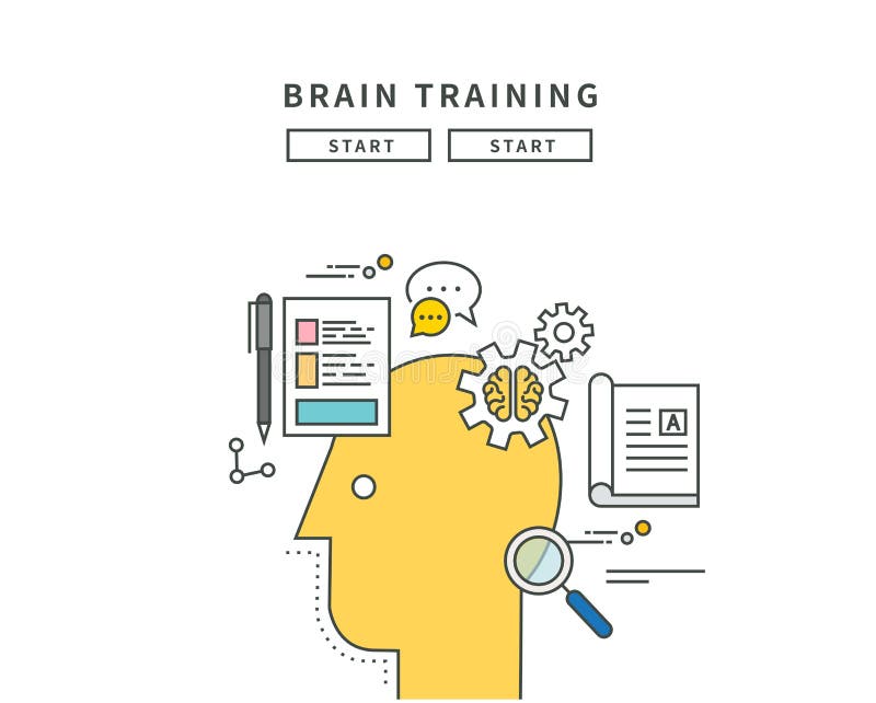 Simple Line Flat Design of Brain Trainning, Modern Illustration Stock ...