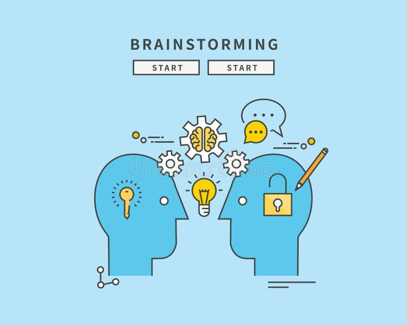 Simple Line Flat Design of Brainstorming, Modern Illustration Stock ...