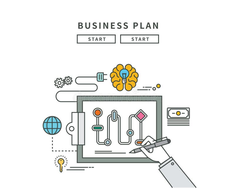 Simple Line Flat Design of Business Plan, Modern Illustration Stock ...