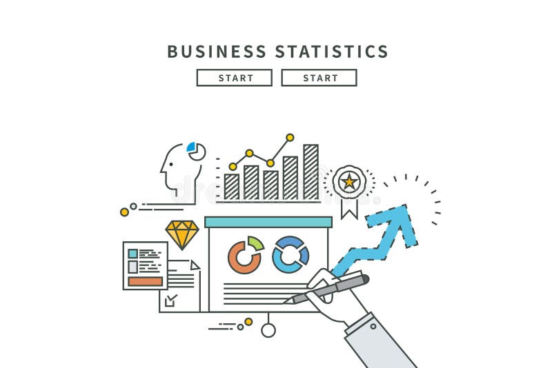 Simple Line Flat Design of Business Statistics, Modern Illustration ...