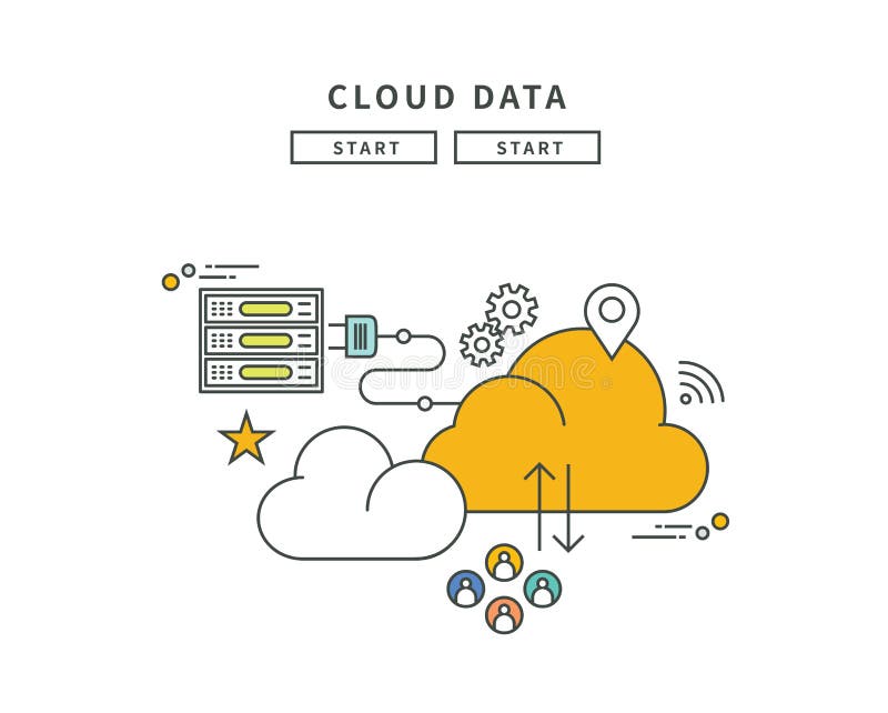 Simple Line Flat Design of Cloud Data, Modern Illustration Stock ...