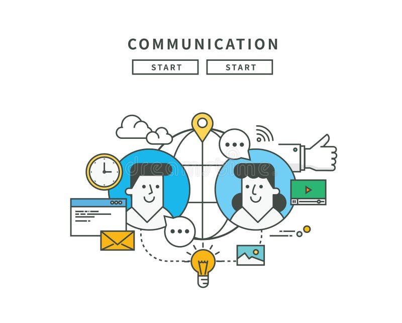 Simple Line Flat Design of Communication, Modern Illustration Stock ...