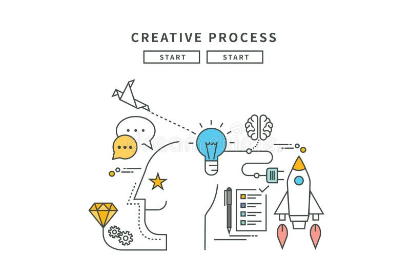 Creative Process - Line Design Website Banner Temlate Stock Vector ...