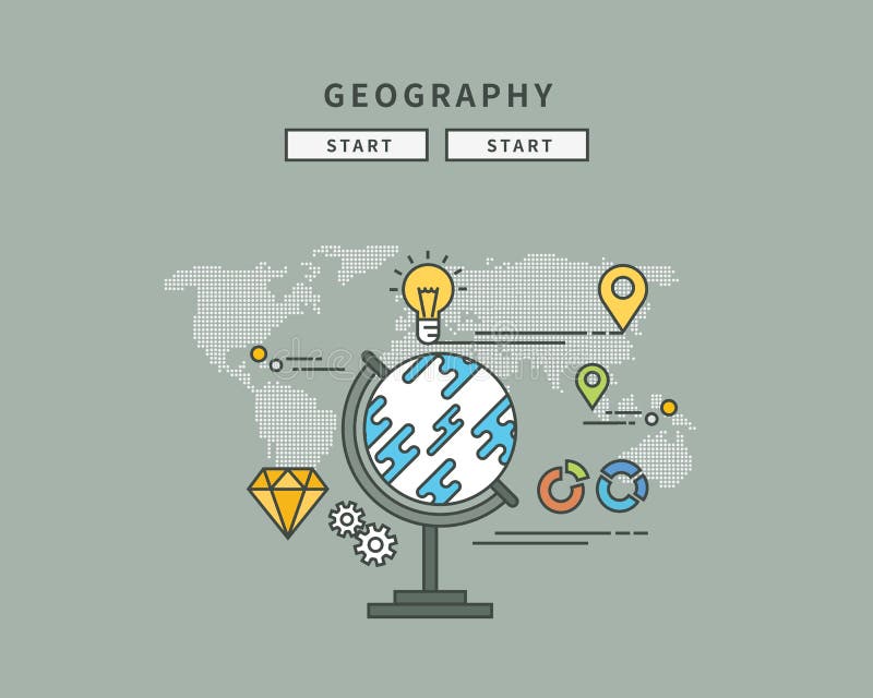 Simple Line Flat Design of Geography, Modern Illustration Stock ...