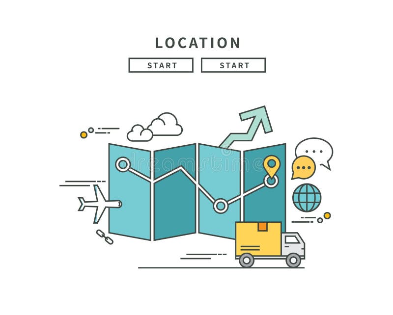 Simple Line Flat Design of Location, Modern Illustration Stock ...