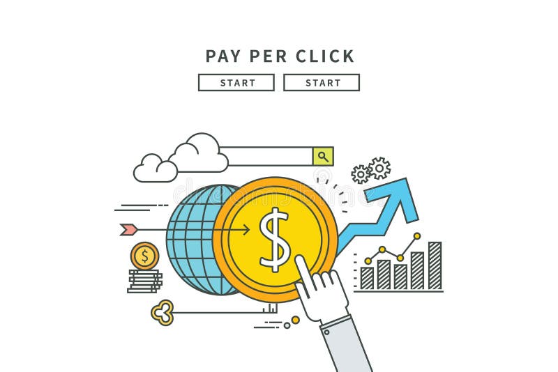 Simple Line Flat Design of Pay Per Click, Modern Illustration Stock ...