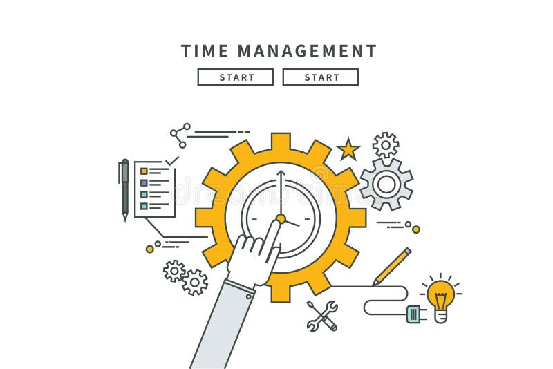 Simple Line Flat Design of Time Management, Modern Illustration Stock ...