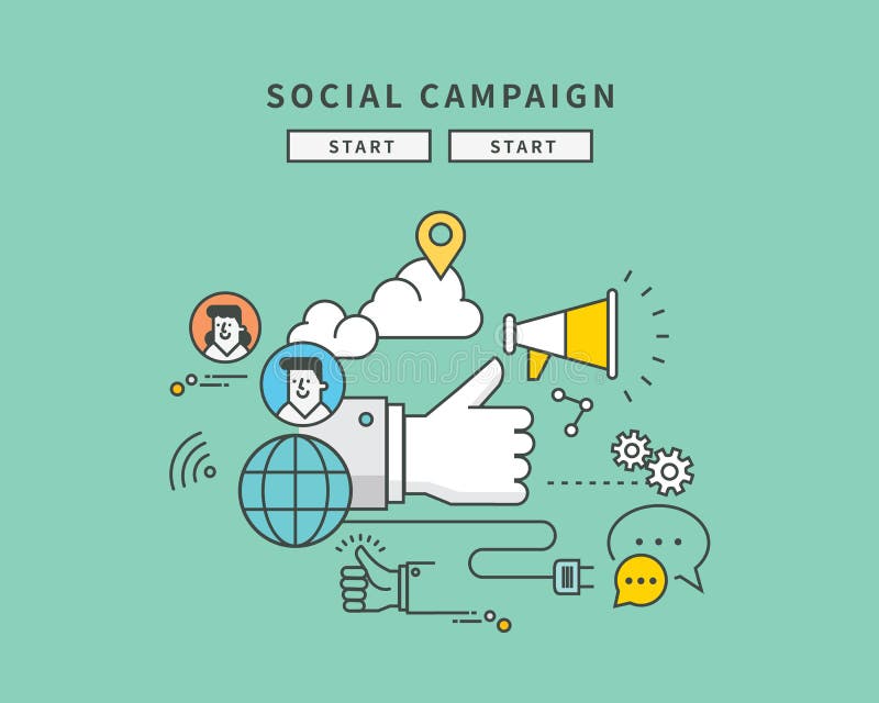 Simple Line Flat Design of Web Social Campaign, Modern Illustration ...