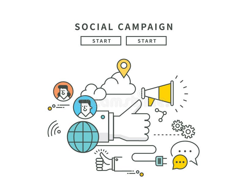 Simple Line Flat Design of Web Social Campaign, Modern Illustration ...