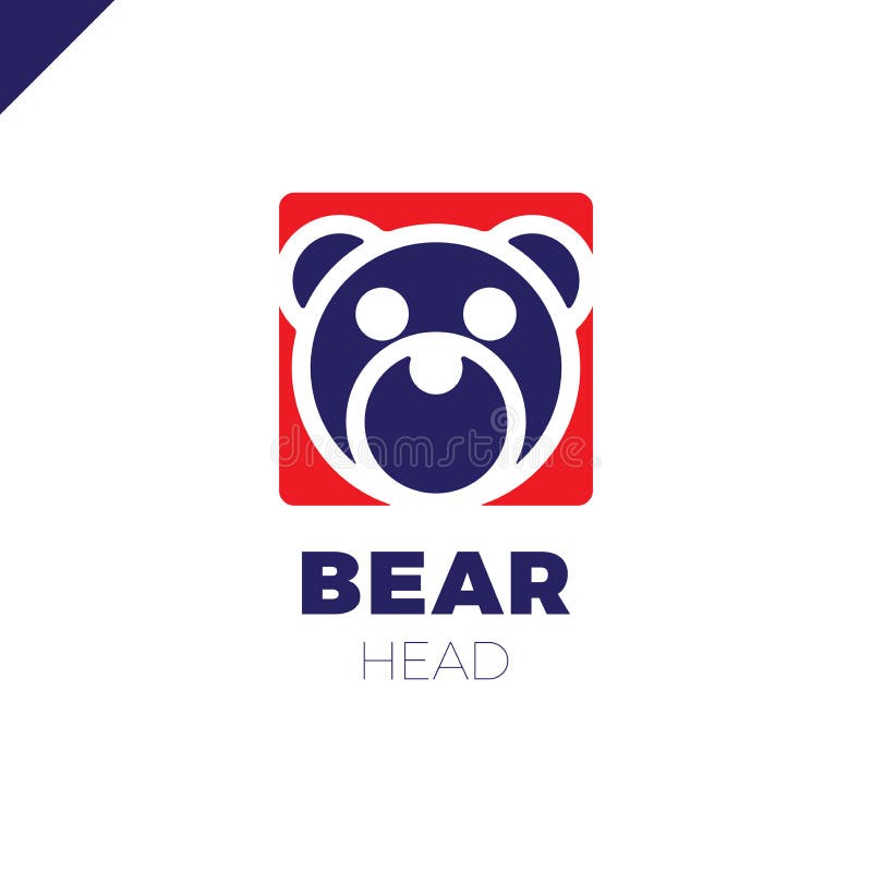 Simple Line Head Bear in Square with Rounded Corners Logo Vector Design ...
