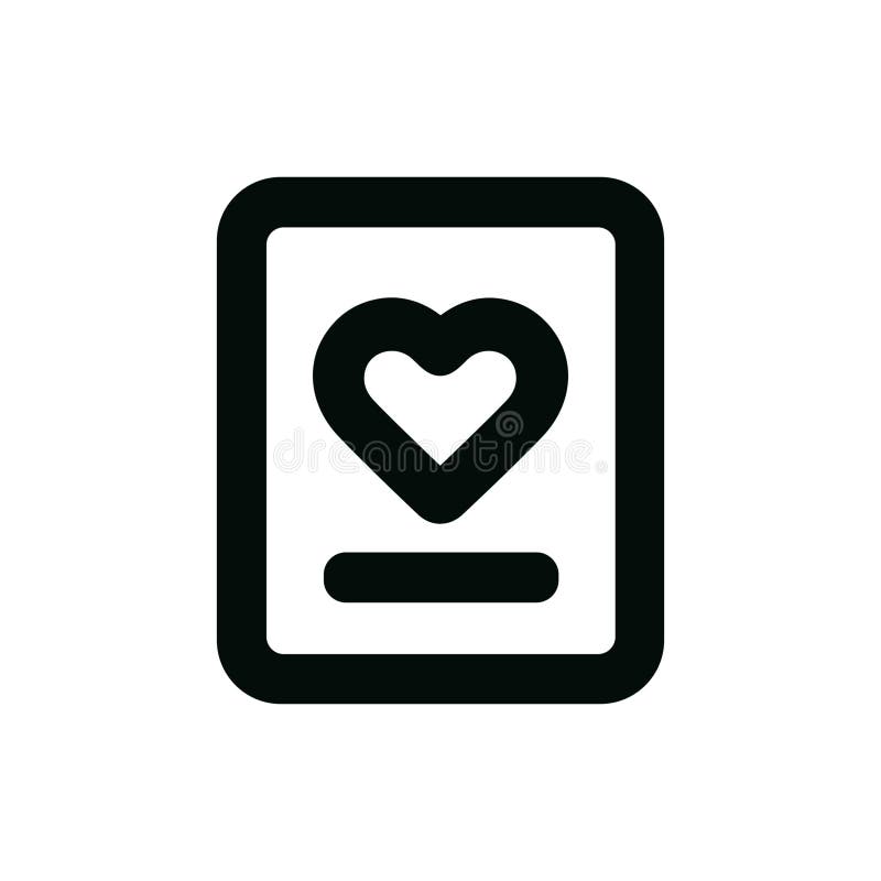Simple Line Heart Inside Card Icon Symbol Stock Illustration ...