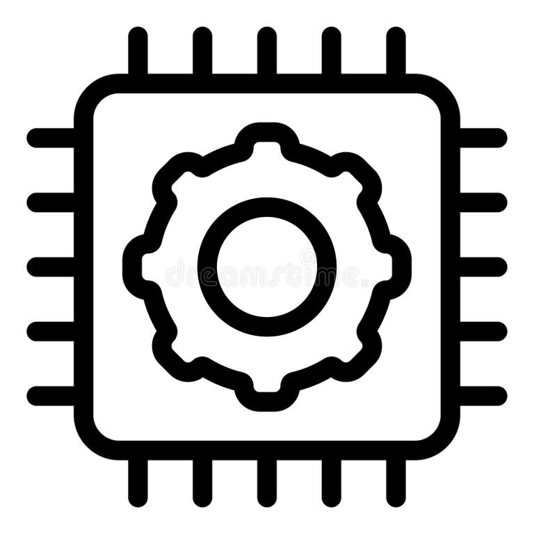 Computer Chip Icon Showing Gear for Processing Power Stock Vector ...