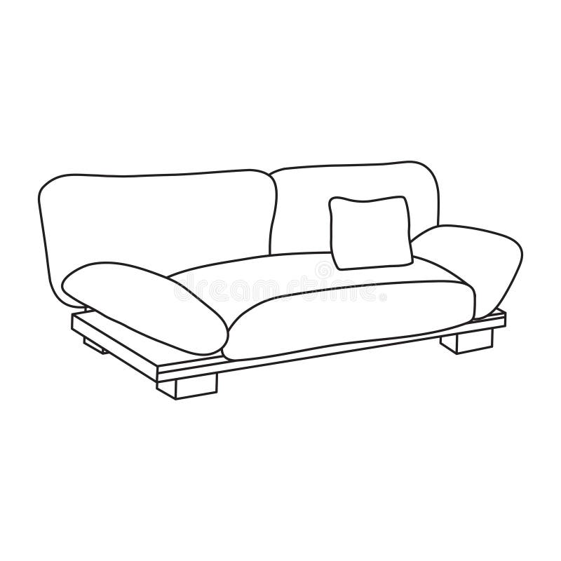 Simple Line Icon of Large Pull Out Sofa Stock Vector - Illustration of ...