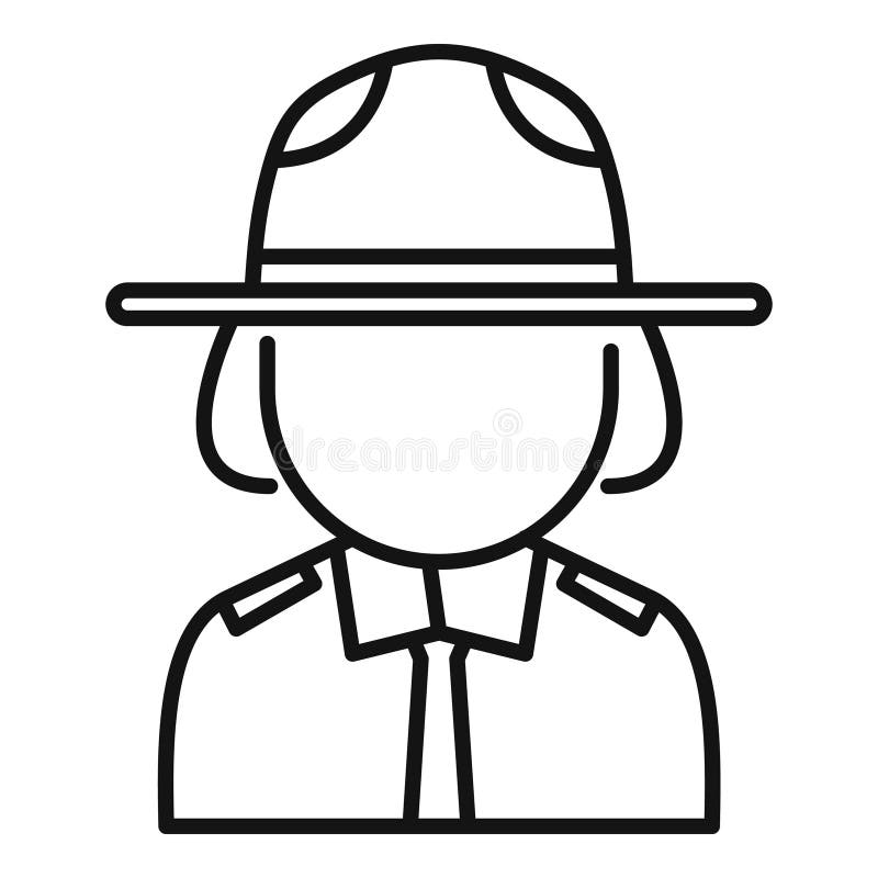 Female Park Ranger Wearing Uniform Hat Line Icon Stock Vector ...