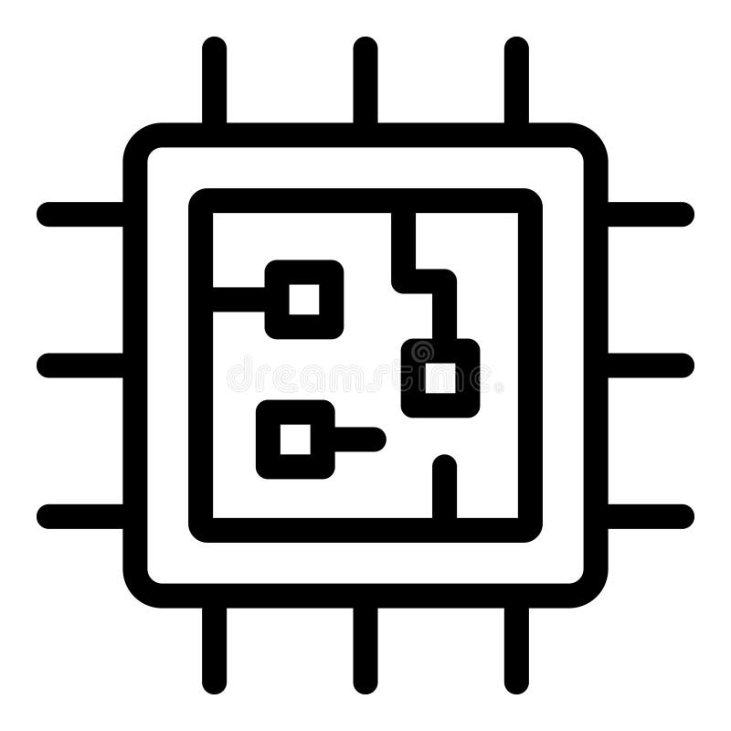 Simple Line Icon Representing a Microchip Processing Data Stock ...