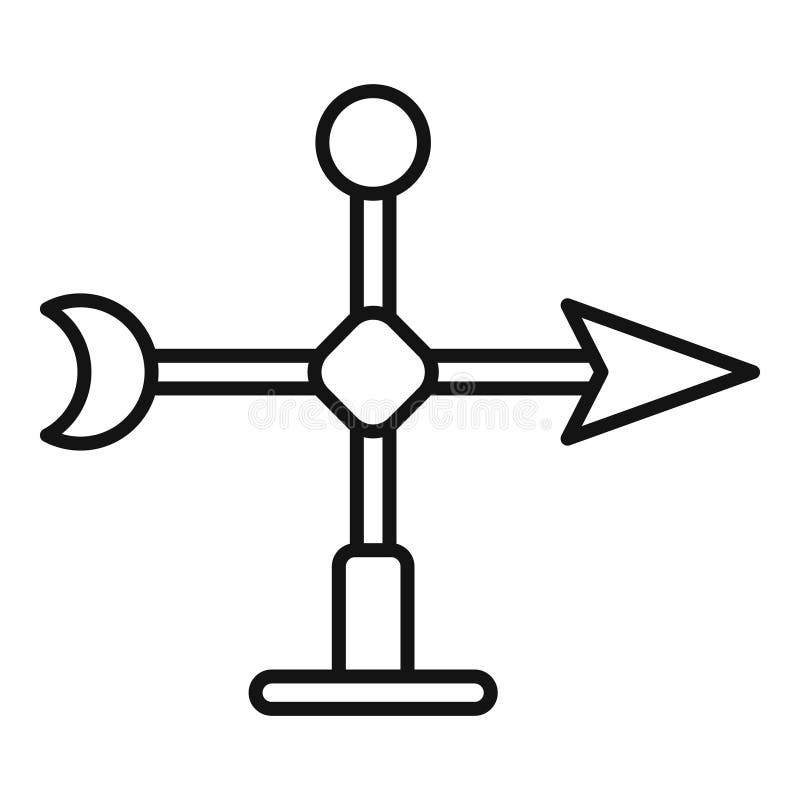 Simple Line Icon of a Weather Vane Showing Wind Direction Stock Vector - Illustration of ...