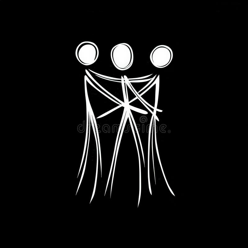 Simple Line Illustration of Three Figures Symbolizing Unity Stock ...
