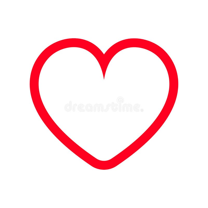 Simple Line Love Rounded Red Heart Icon Stock Vector - Illustration of ...