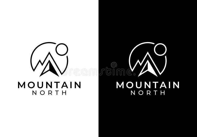Simple Line Mountain Circle with North Logo Design Stock Illustration ...