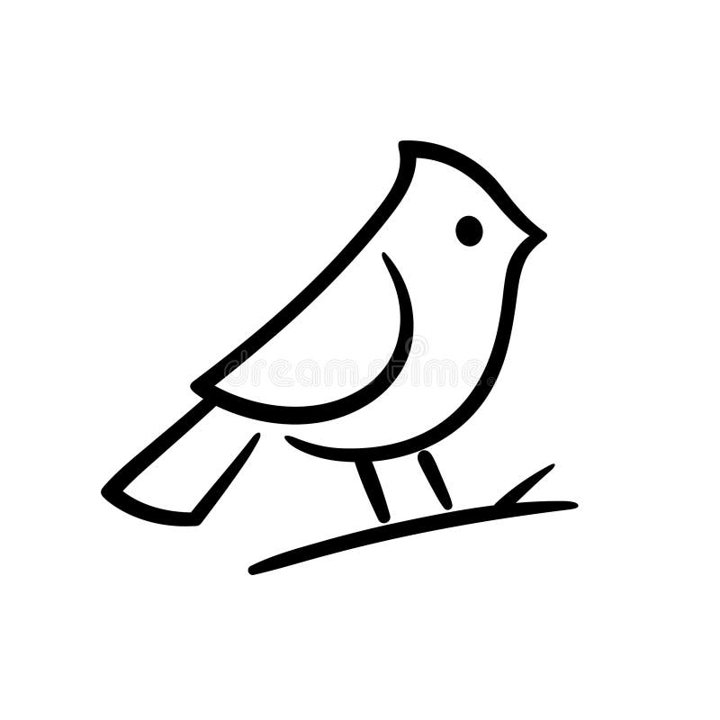 Simple Line Northern Cardinal Drawing Stock Vector - Illustration of ...