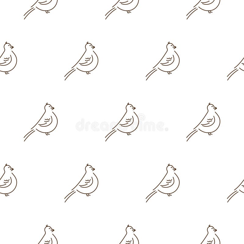 Simple Line Style Birds Seamless Vector Pattern on White Background ...
