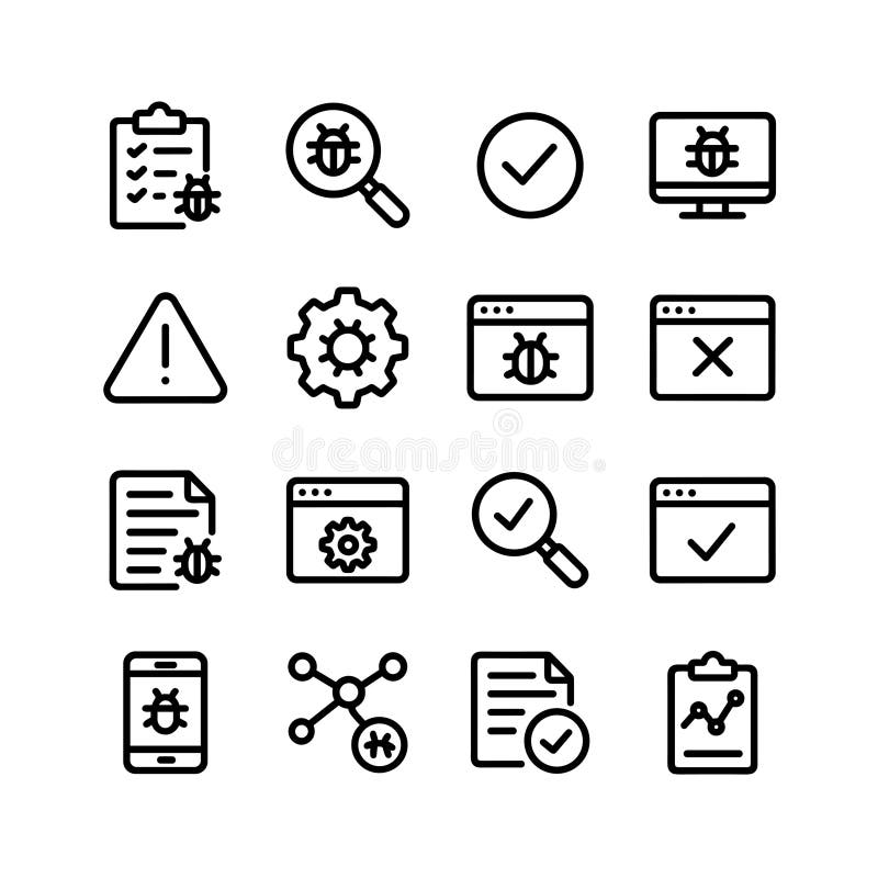Simple Line Style Bug Fixing System Process Icon Stock Illustration ...