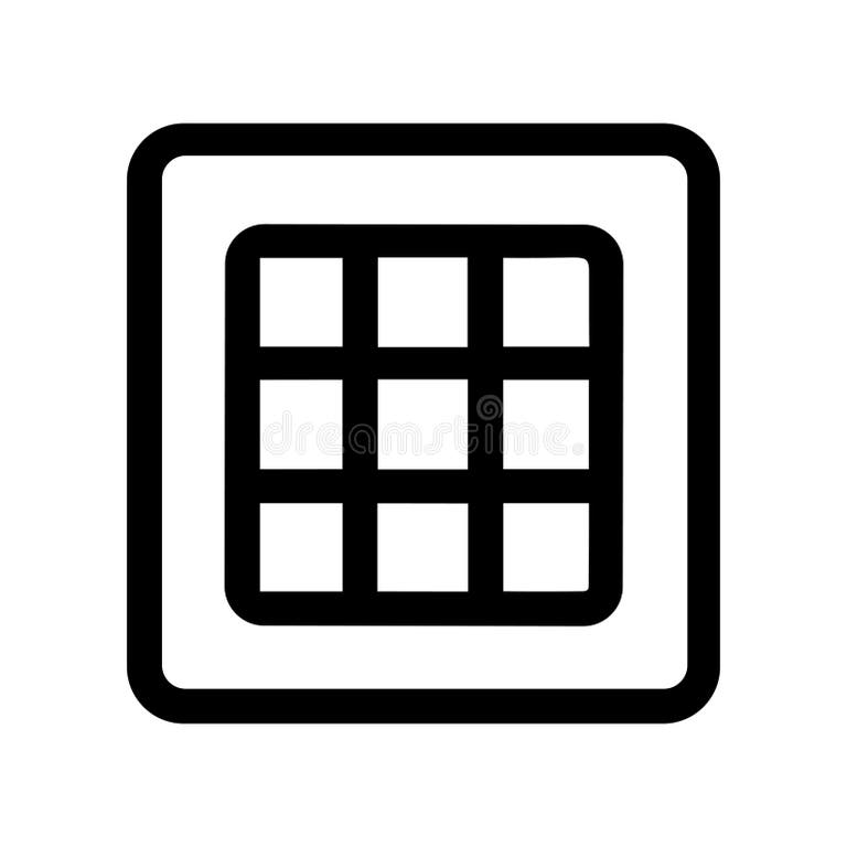 Simple Line Style Rounded Square Grid Box Interface Icon Stock Vector ...