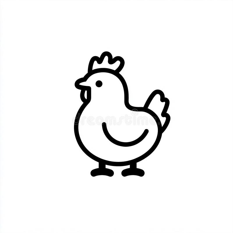 Simple Line Vector Graphic of a Chicken, Featuring Clean Lines and a ...