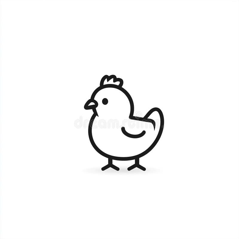 A Simple Line Vector Graphic of a Chicken with a Minimalist Design on a ...
