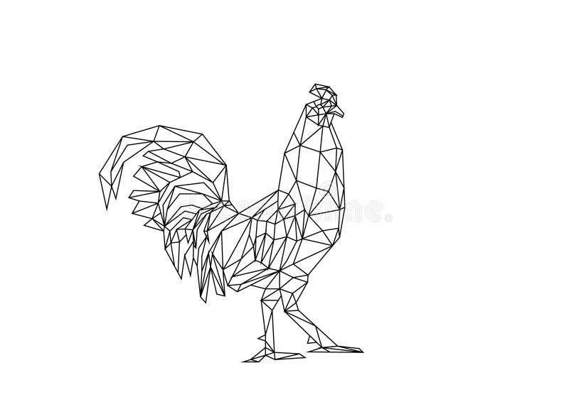 Simple Line Vector Polygone Art of Chicken Stock Vector - Illustration ...