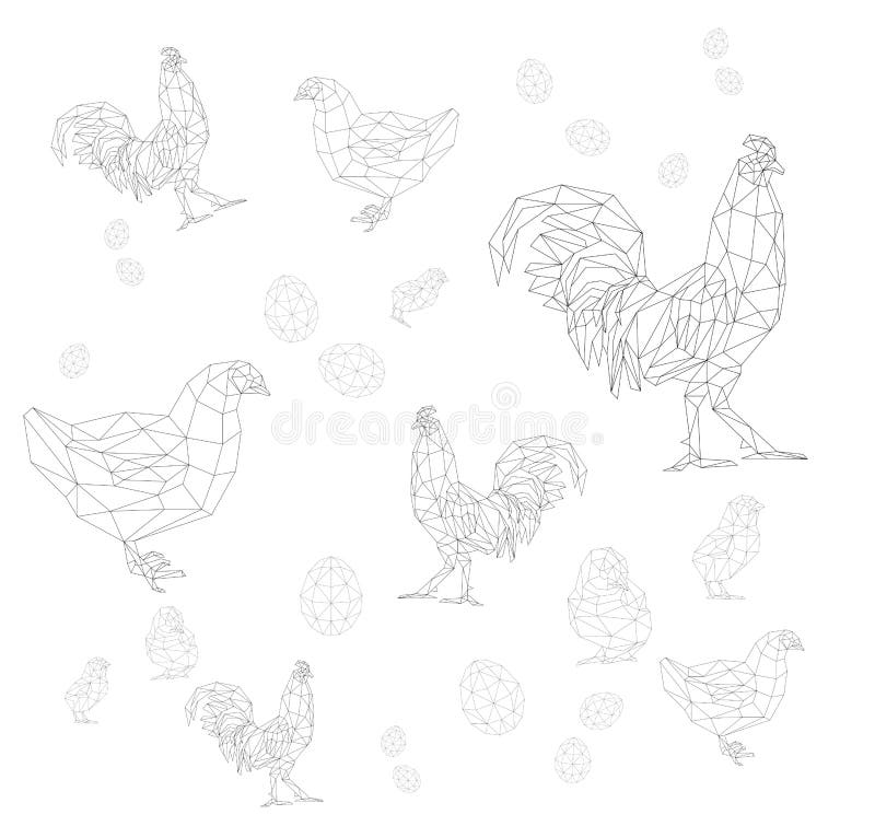 Simple Line Vector Polygone Art of Chicken Stock Vector - Illustration ...