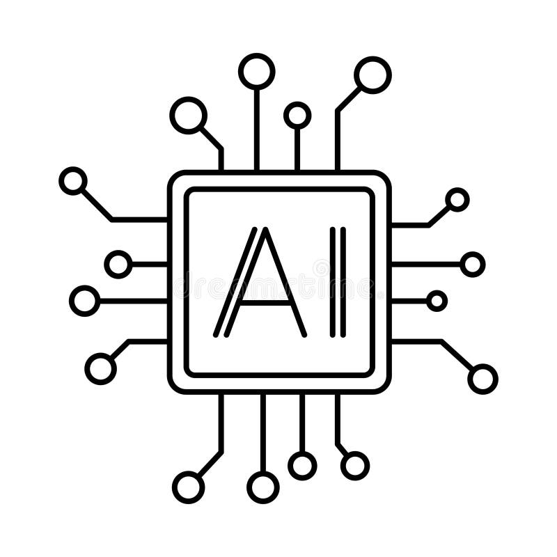 Simple Linear Artificial Intelligence Icon Stock Illustration ...
