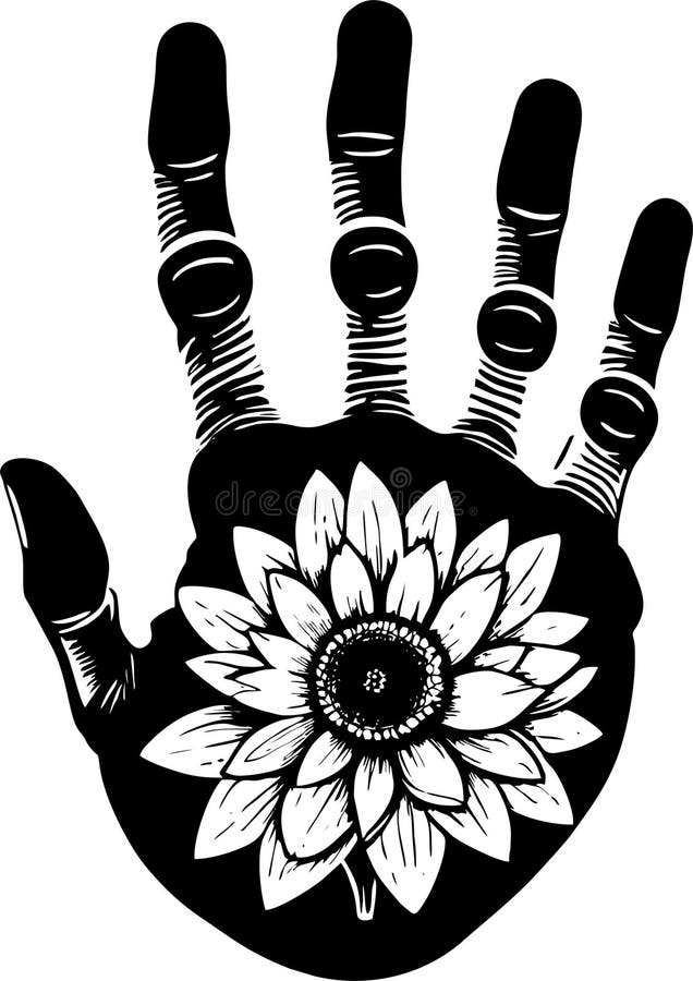 Simple Linear Black Drawing Human Hand Print, Logo Stock Illustration ...