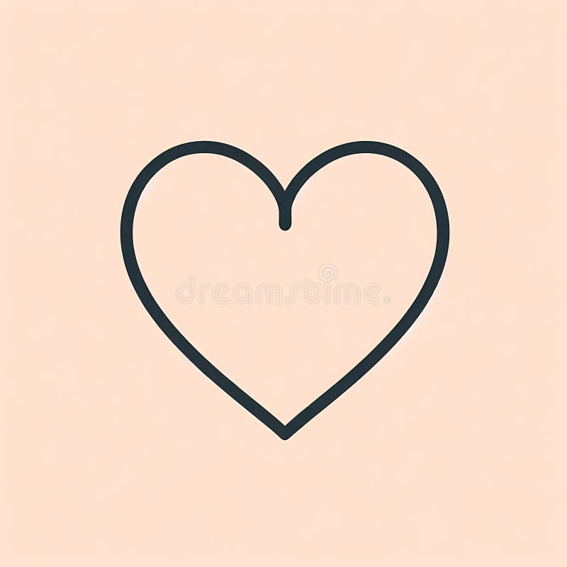 A Simple Linear Heart Image in Minimalist Style, Isolated on a Beige ...