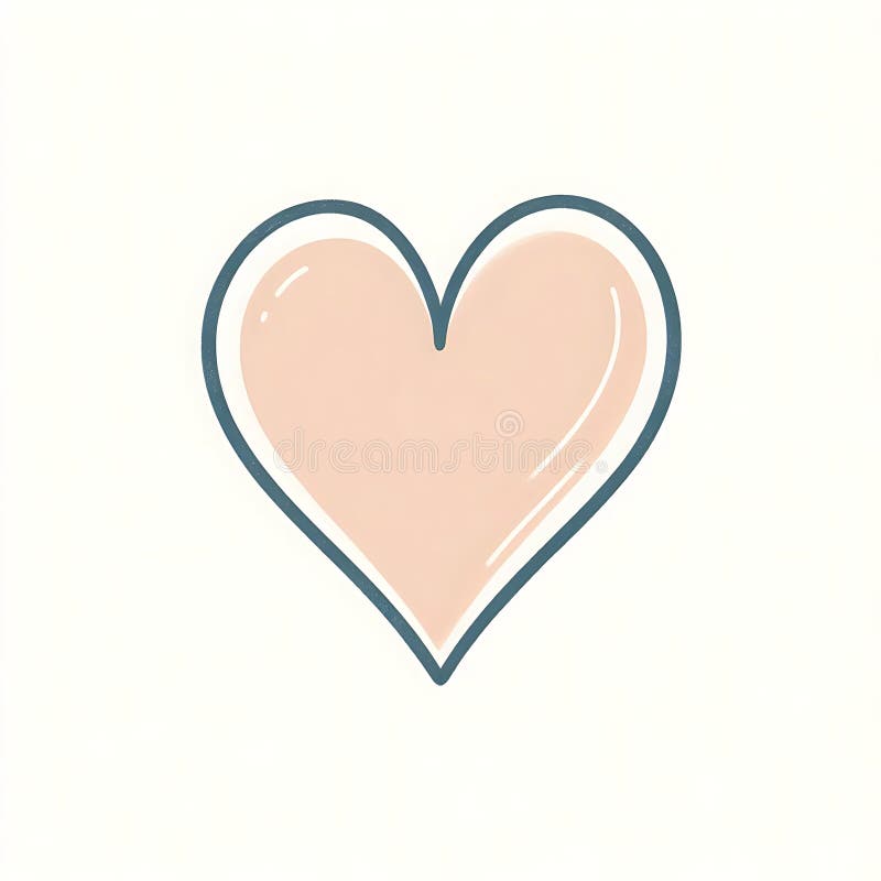 A Simple Linear Heart Image in Minimalist Style, Isolated on a White ...