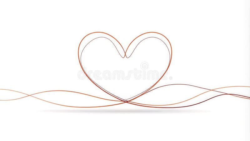 Simple Linear Heart Pattern Delicate Lines.Minimalistic Isolated Heart ...