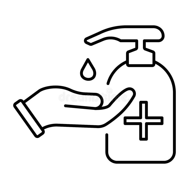 A Simple Linear Icon for Protecting Your Hands with an Antiseptic or ...