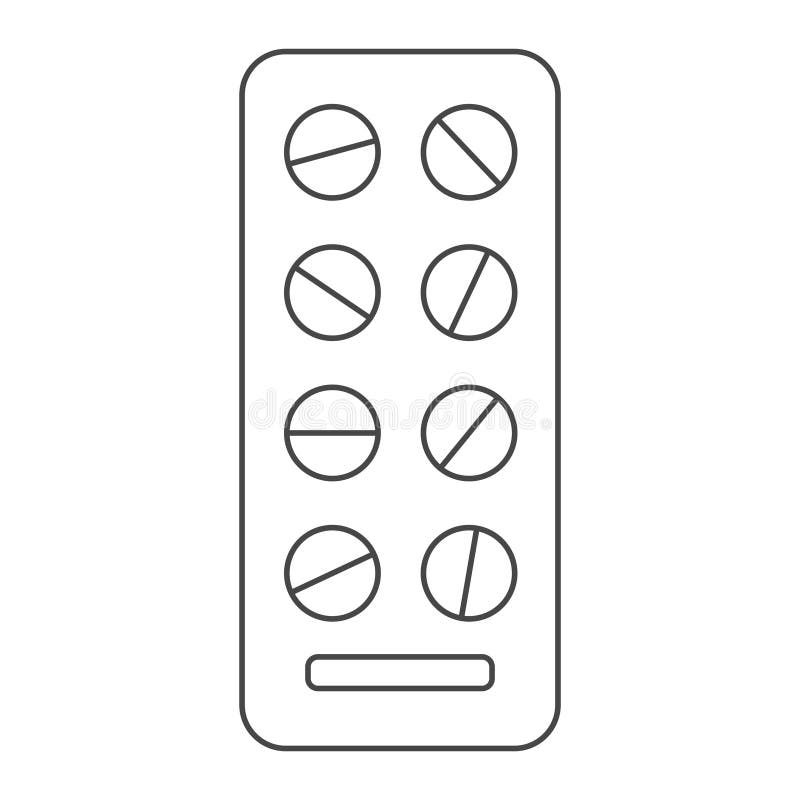 Simple Linear Illustration of Pill Pack Icon. Minimal Line Style.Pill ...