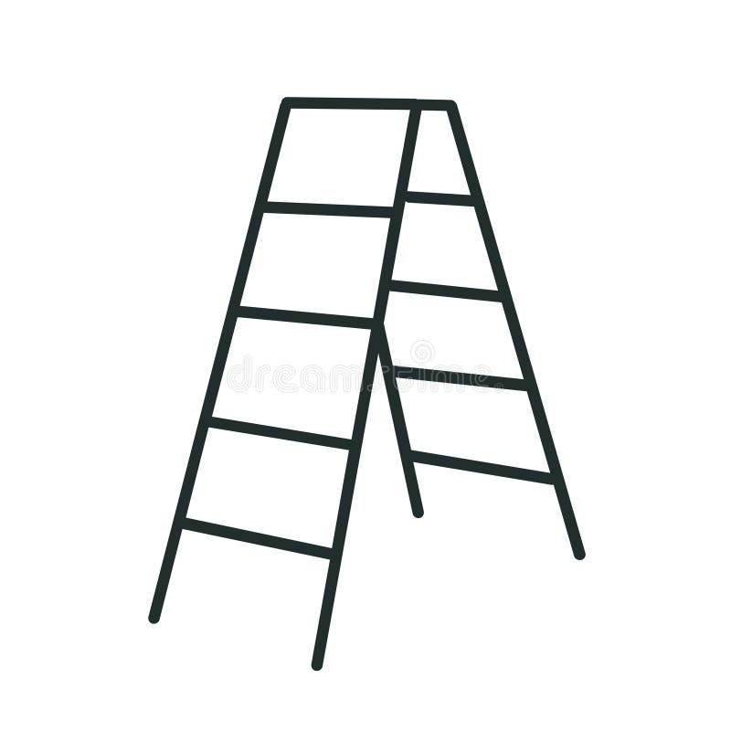 Simple Linear Image Drawing Icon Stepladder Ladder Isolated Black on ...