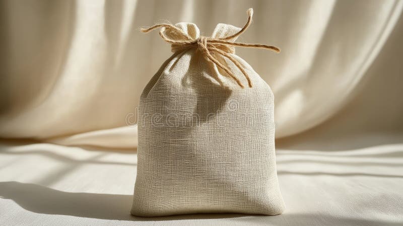 Handmade Linen Pouch Resting on a Soft Surface in Subtle Light Stock ...