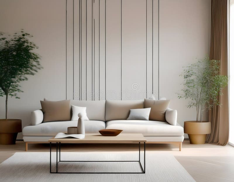 A Simple Living Room with Clean Lines. Stock Illustration ...