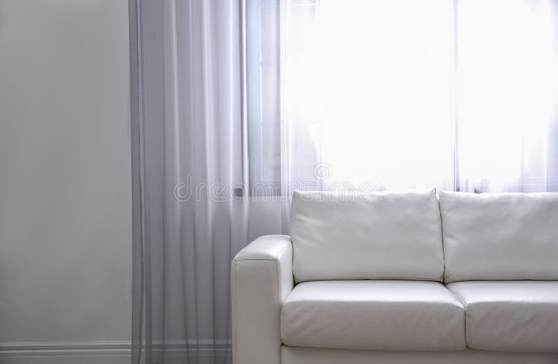 Simple Living Room Interior with Comfortable Sofa Near Window Stock ...