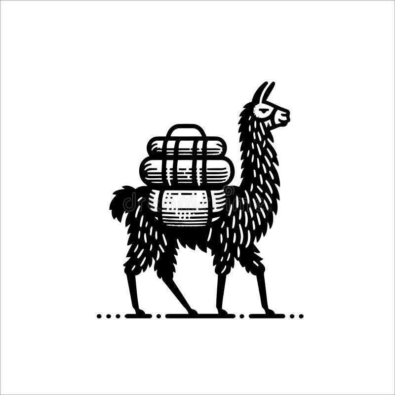Llama Carrying Load Vintage Retro Logo Style Vector Icon. Stock Vector ...