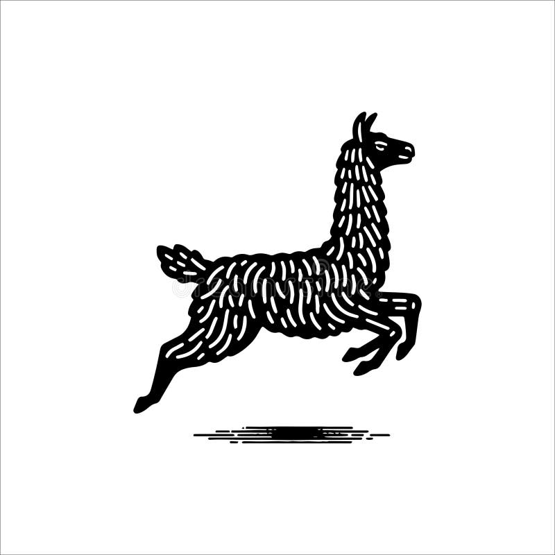 Llama Jumping Vintage Retro Logo Style Vector Icon. Stock Vector ...