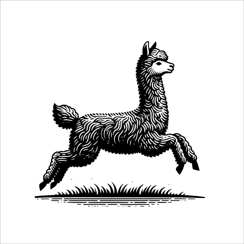 Llama Jumping Vintage Retro Logo Style Vector Icon. Stock Vector ...