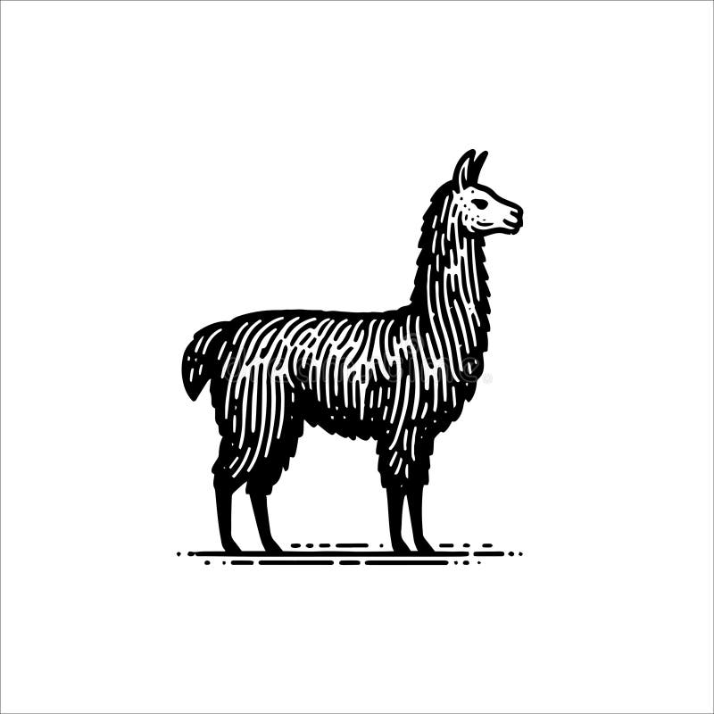 Llama Standing Side View Vintage Retro Logo Style Icon. Stock Vector ...