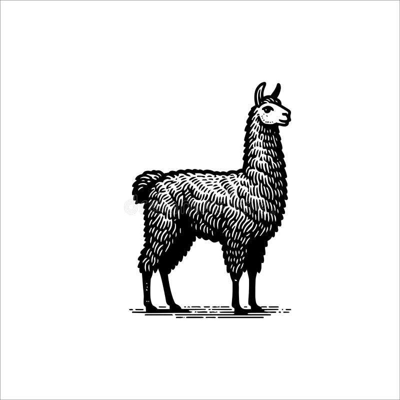 Llama Standing Vintage Retro Logo Style Vector Icon. Stock Vector ...