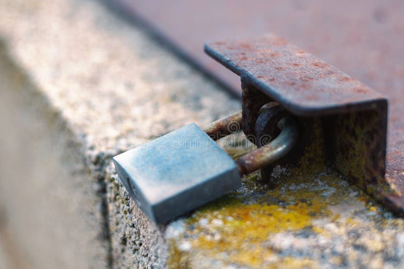 Simple lock on the hatch stock image. Image of texture - 166531473