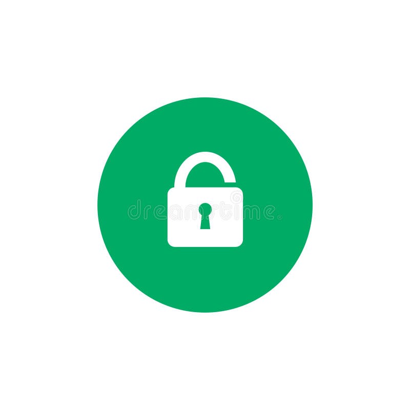 Simple Lock Icon on Green Circle Background. Stock Vector ...