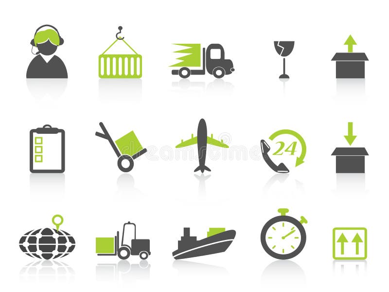 Green shipping icons stock vector. Illustration of geometric - 11160364